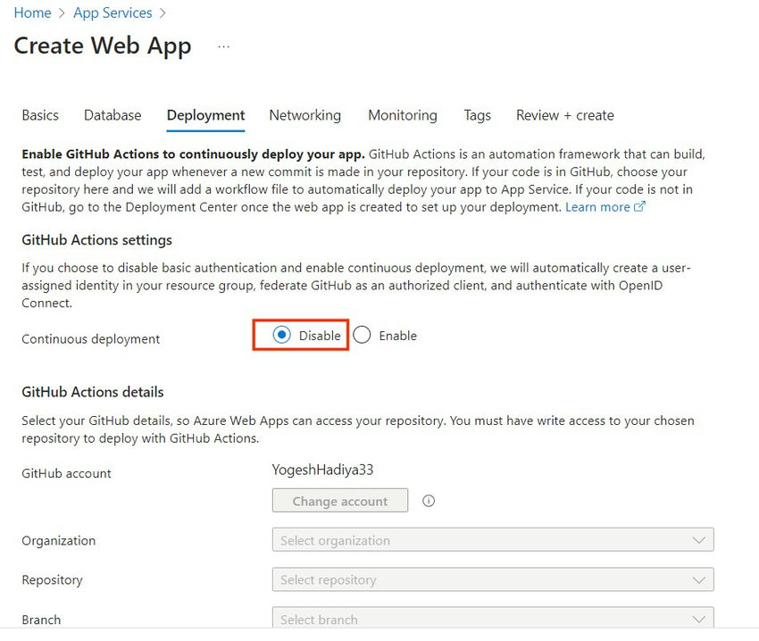 Deploying a .NET MVC App on Azure App Services